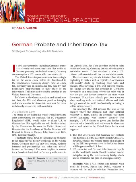 German Probate And Inheritance Tax Pdf Trust Law Probate