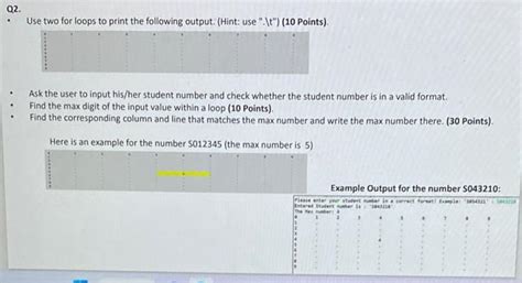 solved use two for loops to print the following output