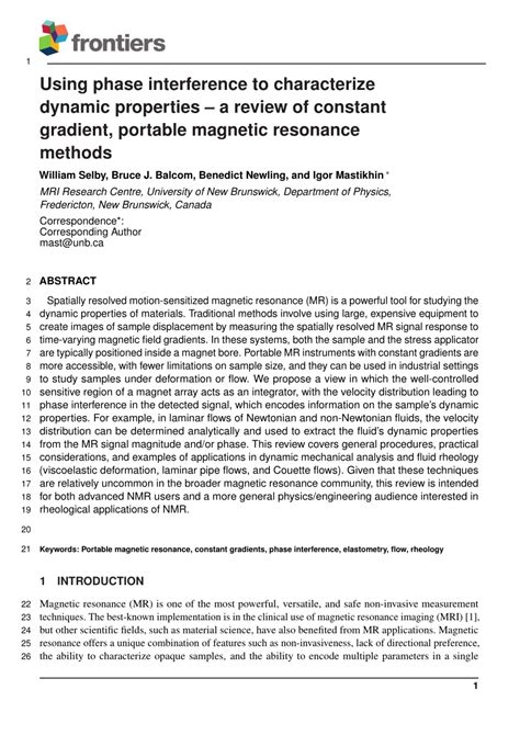 Pdf Using Phase Interference To Characterize Dynamic Properties A