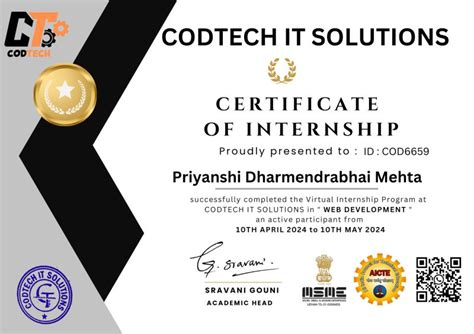 Priyanshi Mehta On Linkedin Internshipcomplete Webdevelopment Codtech