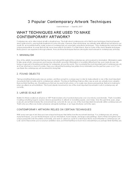 What Techniques Are Used To Make Contemp 3 Popular Contemporary