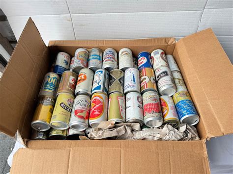 Lot 215 Huge Box Of Vintage Collectable Beer Cans