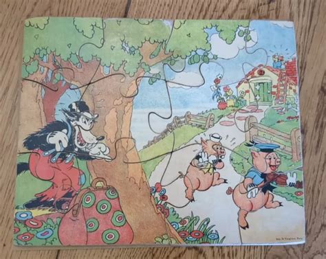Ancien Puzzle Bois Les Trois Petits Cochons Imp De Vaugirard Paris Eur