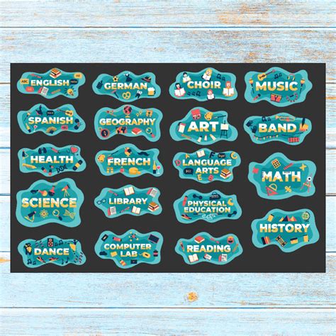 School Subject Labels Timetable School Labels Classro