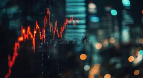 Data Visualizations Highlighting Market Trends At Night In An Urban