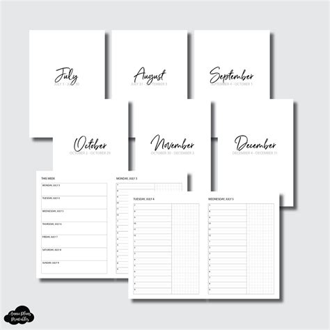 A6 Tn Size Jul Dec 2023 Bundle Weeklydaily Timed Printable Inser