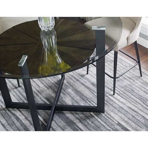 Steve Silver Olson Dark Gray Round Glass Counter Height Dining Table
