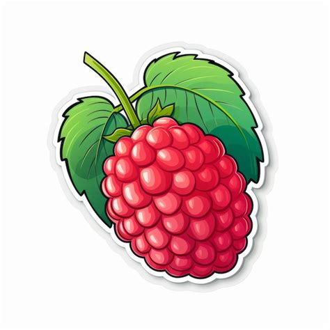 Premium Photo Vibrant Raspberry Sticker On White Background
