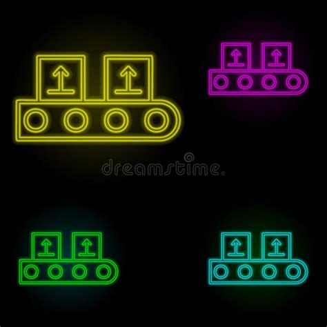Packing Production Line Neon Color Set Icon Simple Thin Line Outline Vector Of Automation