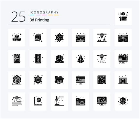 Free Vector 3d Printing 25 Solid Glyph Icon Pack Including Clipboardd