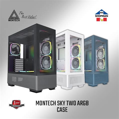 Montech Sky Two Pwm Argb Black White Blue Desktop Pc Computer Case Shopee Philippines