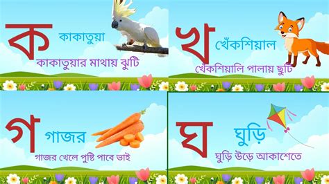 ক তে কাকাতুয়া। ক খ গ ঘ। বাংলা ব্যঞ্জনবর্ণ পরিচয়। ব্যঞ্জনবর্ণ দিয়ে