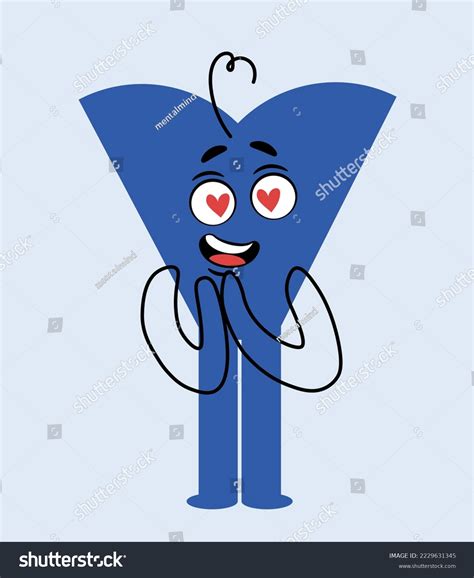 Blue Triangle Emoticon Character Hearts Eyes Stock Vector Royalty Free