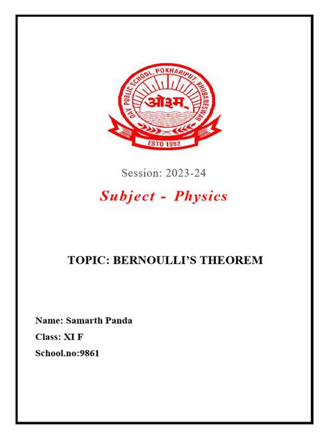 Physics Investigatory Project Bernoullis Pdf Lift Force Pressure