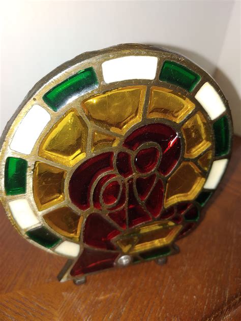 Stained Glass Votive Candle Holder Christmas Candle Holder Vintage