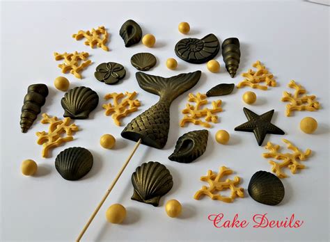 Mermaid Cake Topper Set Fondant Mermaid Tail Cake Topper Mermaid And