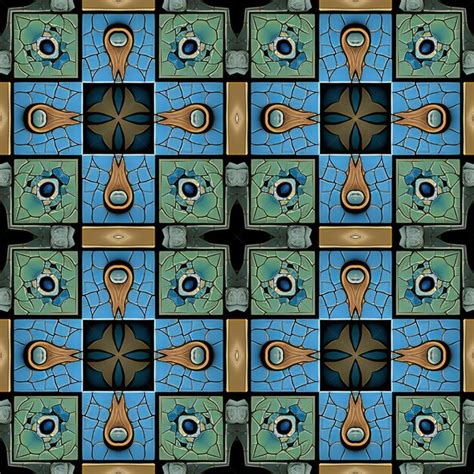 Premium Photo Seamless Tileable Pattern With Ornamental Decorative Elements In Stained Glass Style