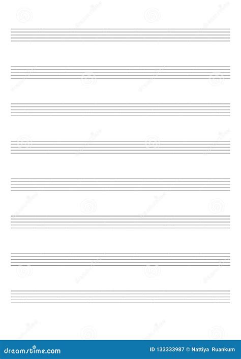 Blank Sheet Music Sheet For The Notation Of A Voice Or Solo Instruments