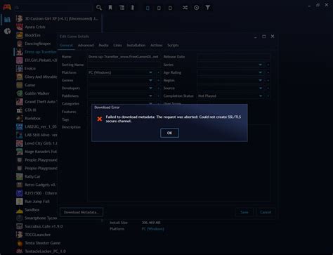 Had This Pop Up While Trying To Download Metadata For A Game How Do I