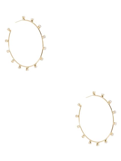 Gold Tone Rhinestone Hoop Earrings Guess