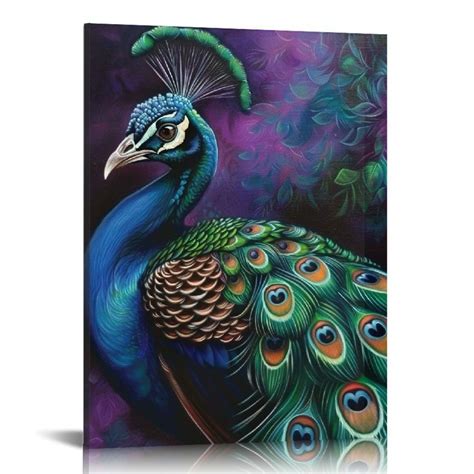 Aristuring Elegant Peacock Feather Wall Art Canvas Modern Beautiful