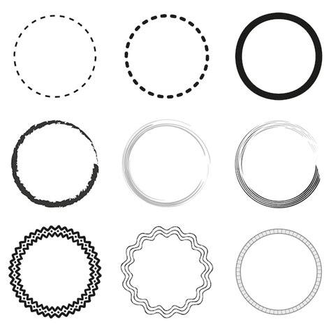 Premium Vector Variety Circular Frames Dashed And Solid Lines