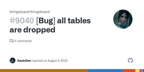 Bug All Tables Are Dropped · Issue 9040 · Thingsboardthingsboard · Github