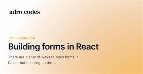 Building Forms In React Des