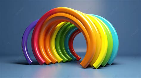 以 3d 呈現的卡通風格的彩虹符號 3d 天空 3d 渲染 使成為背景圖片和桌布免費下載