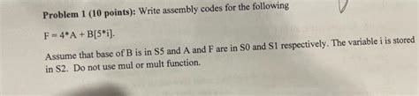 solved problem 1 10 points write assembly codes for the