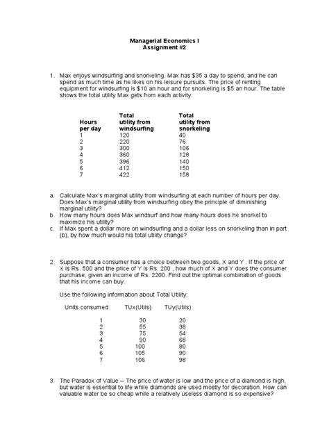 Economics Assignment 2 Pdf Elasticity Economics Utility