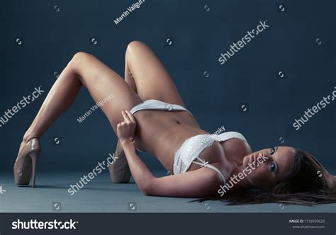 Sexy Brunette Long Hair White Lingerie Stock Photo Edit Now 1718939629