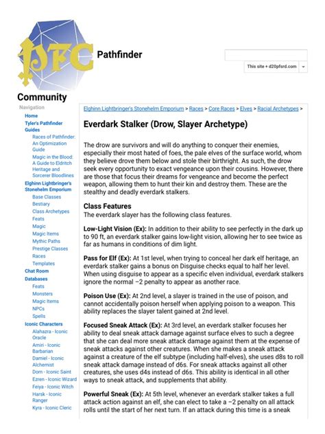 Everdark Stalker Drow Slayer Archetype Pathfinder Community Pdf