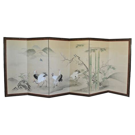 A Pair Of Six Panel Japanese Screens Byobu For Sale At 1stdibs