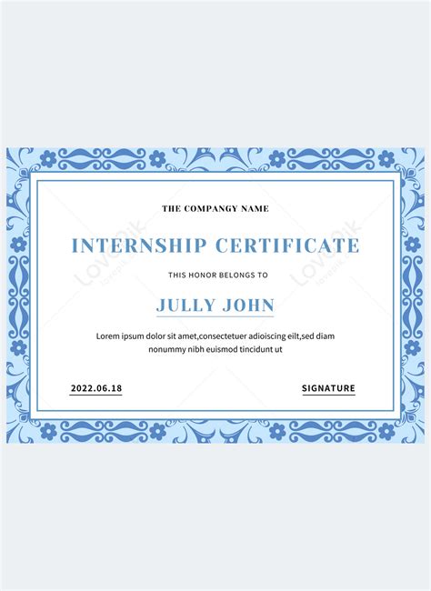 Internship Certificate Classical Creative Certificate Template Image