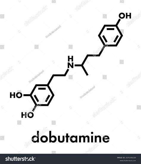 Dobutamine Sympathomimetic Drug Molecule Skeletal Formula Stock Vector