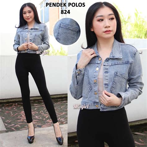 Jual MC Girl Jaket Jeans Body Pendek Snow Wanita Jaket Jeans Crop Snow Blue Jaket Korea Snow