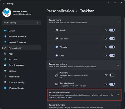 Taskbar Overflow Menu Windows