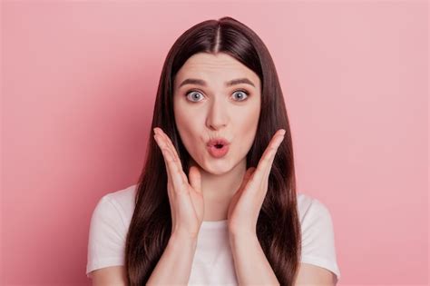 Premium Photo Photo Of Young Pretty Girl Omg Wow Reaction Surprised