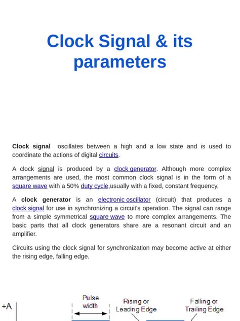 Clock Signal And Its Parameters Pdf Computers Technology