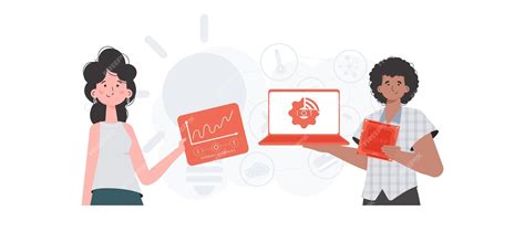 Premium Vector A Man And A Woman Are A Team In The Field Of The Internet Of Things Iot Concept