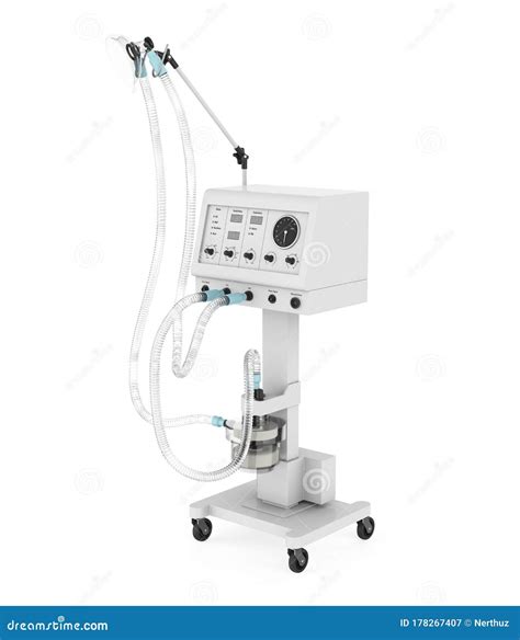 Medical Ventilator Equipment Showing Vital Signs In Intensive Care Unit Cartoon Vector
