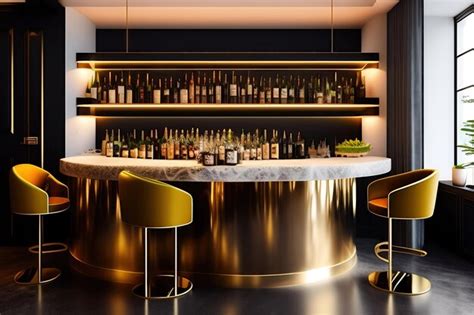 Premium Ai Image Chic Cocktail Lounge With Stylish Bar