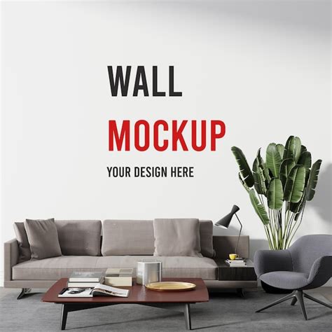 Макет пустой стены в 3d рендеринге Премиум Psd Файл