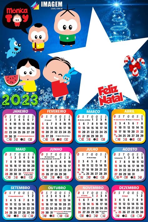 Moldura Para Colagem De Fotos Em Calendário 2023 Natal Da Mônica Toy Em
