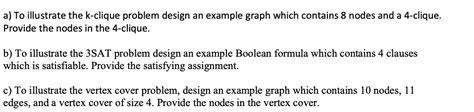 A To Illustrate The K Clique Problem Design An
