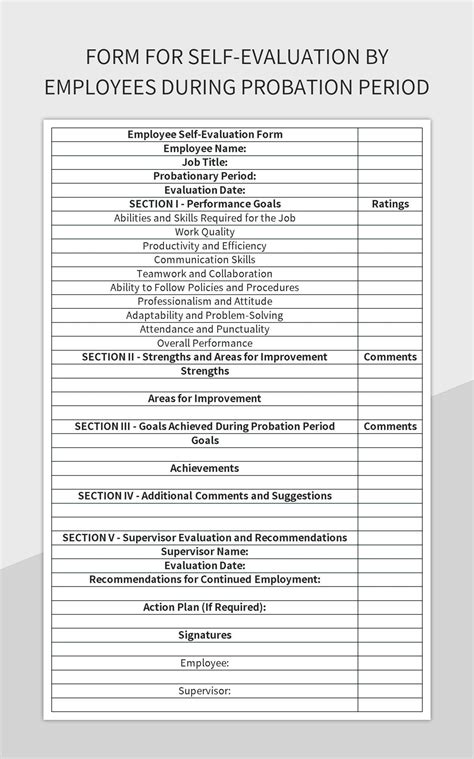 Free Evaluation Of Employees During Probation Period Templates For