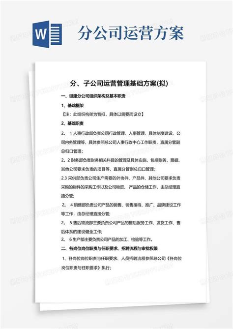 分子公司运营管理基础方案word模板下载编号lyydydel熊猫办公