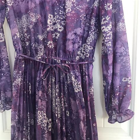 The Prettiest Purple Floral Vintage Midi Dress Long Depop