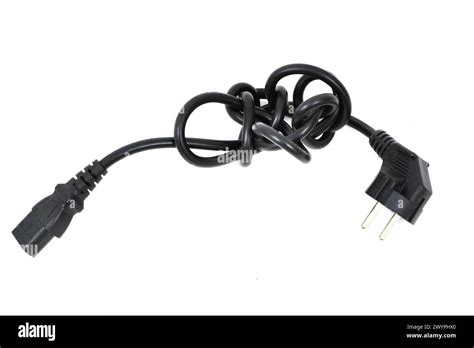 Electric Connection Computer Wire With Kink Isolated On The White Background Stock Photo Alamy